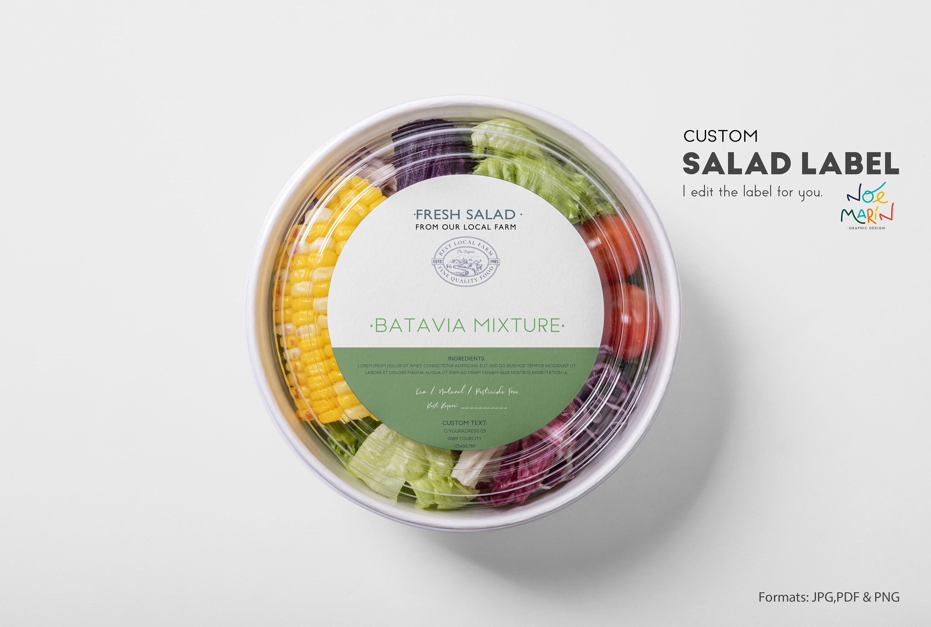 Custom Salad Label for Takeaway Containers, Personalized Fresh Food ...