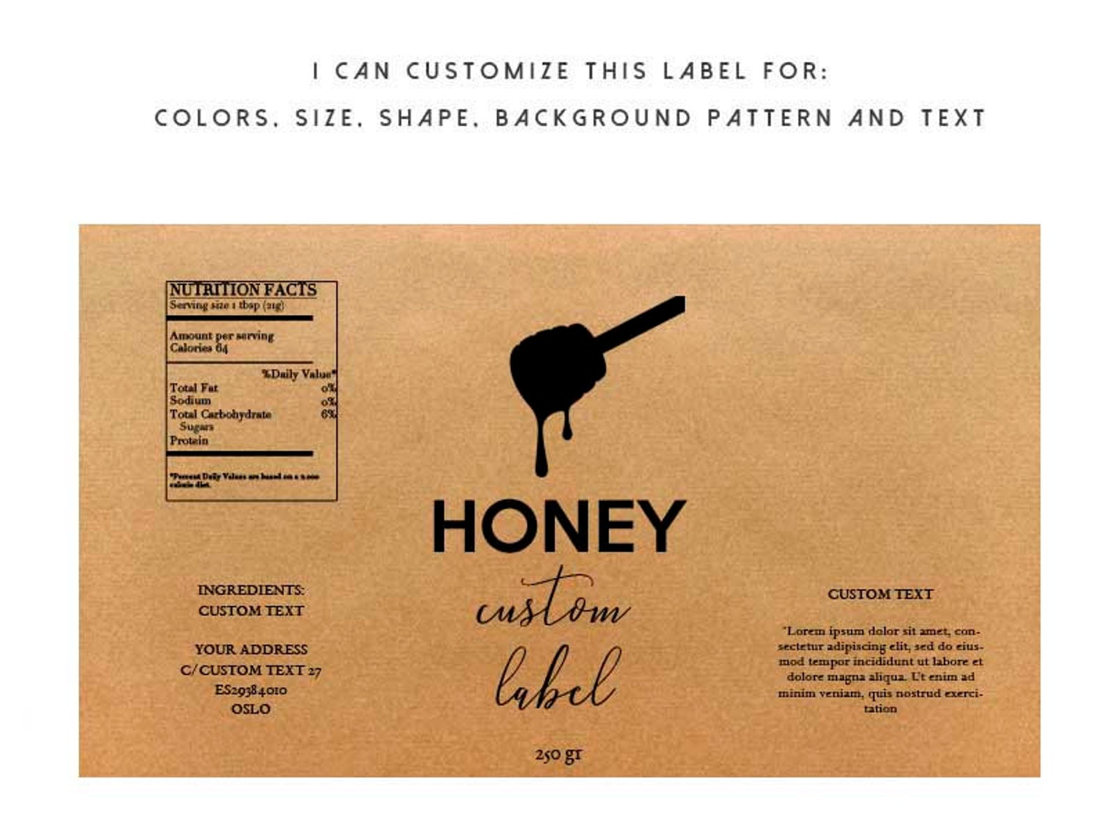 Custom Honey Jar Label or Sticker for Backyard Beekeeper Kraft and ...