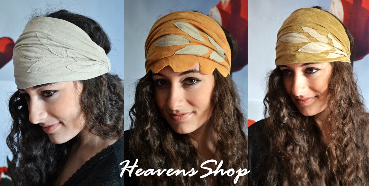 Bohemian Flower Wide Headband Fall Headband Womens Boho Camel ...