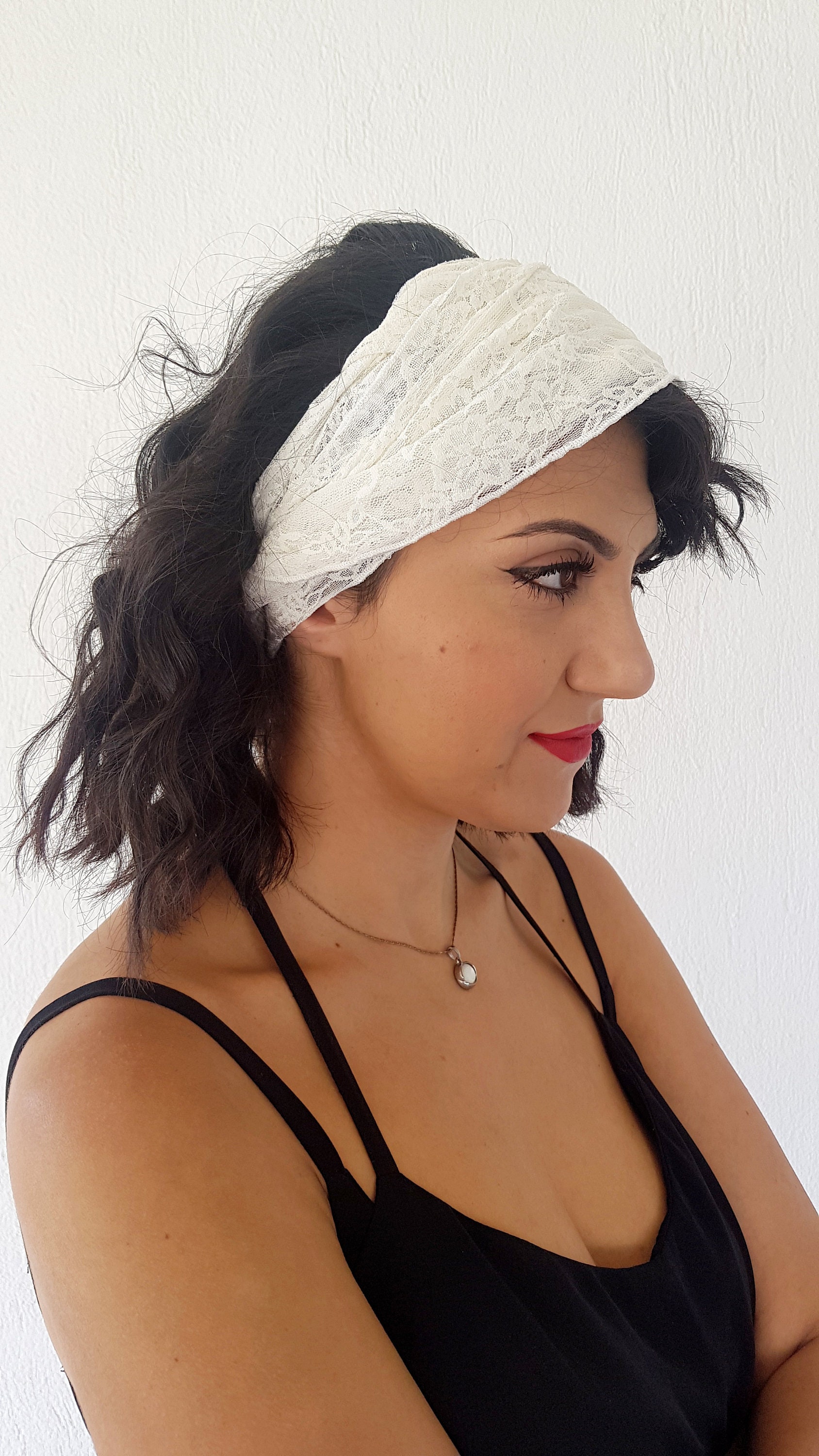 Head Scarfs Ivory Lace Headband Hair Scarf Women Head Scarf Hair ...