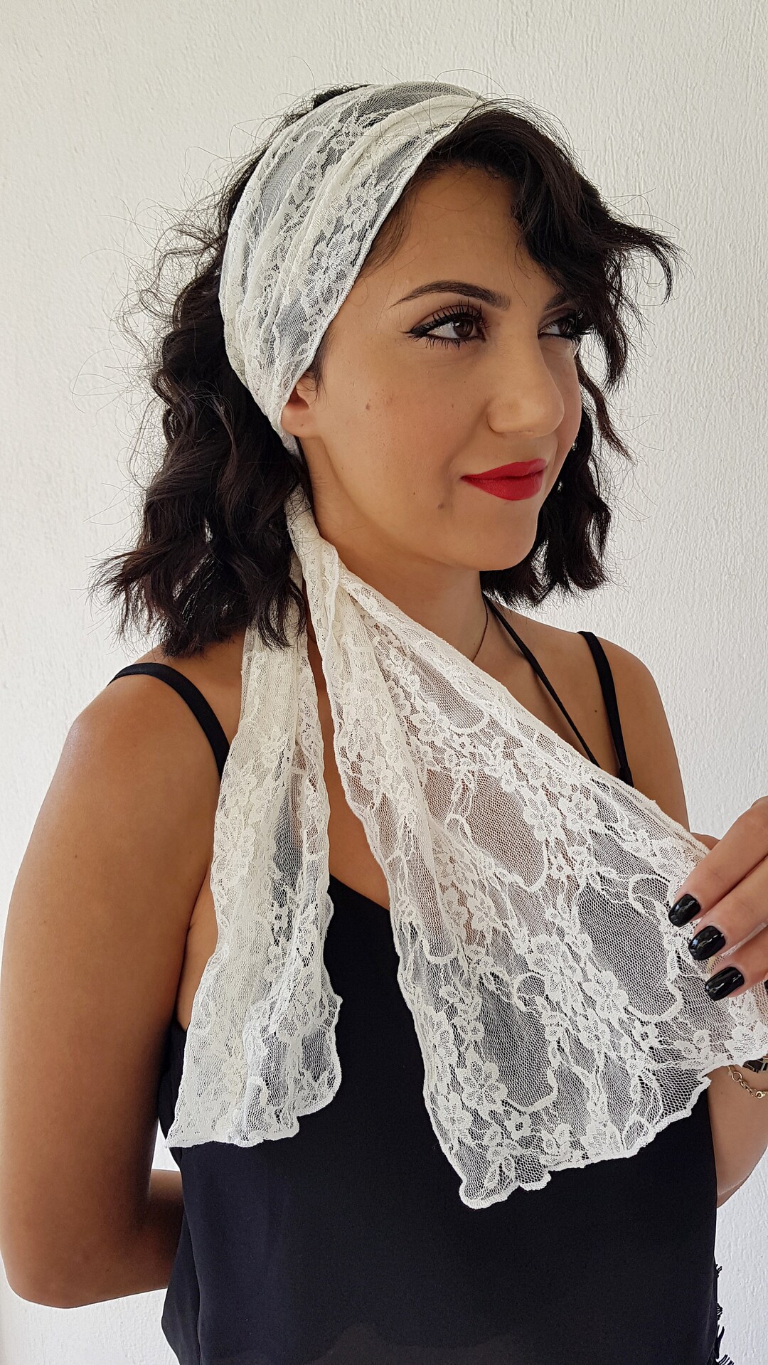 Head Scarfs Ivory Lace Headband Hair Scarf Women Head Scarf Hair ...