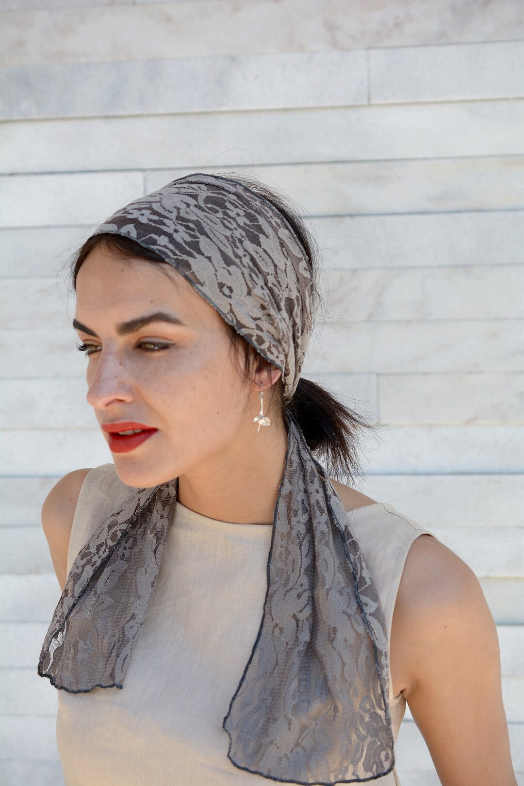 Lace Head Covering Scarf Head Wrap Lace Headband Neck Handmade Scarf ...