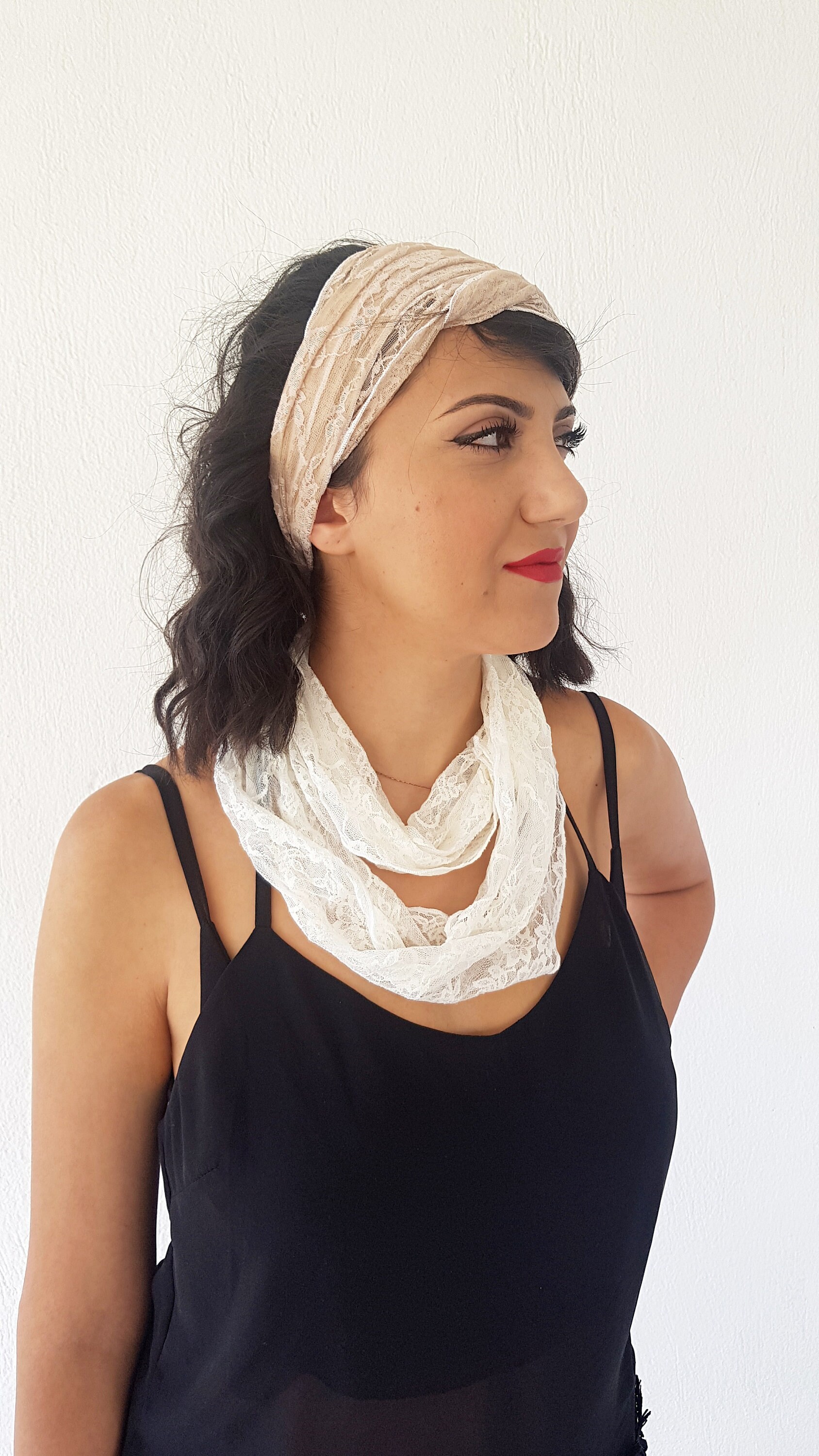 Head Scarfs Ivory Lace Headband Hair Scarf Women Head Scarf Hair ...