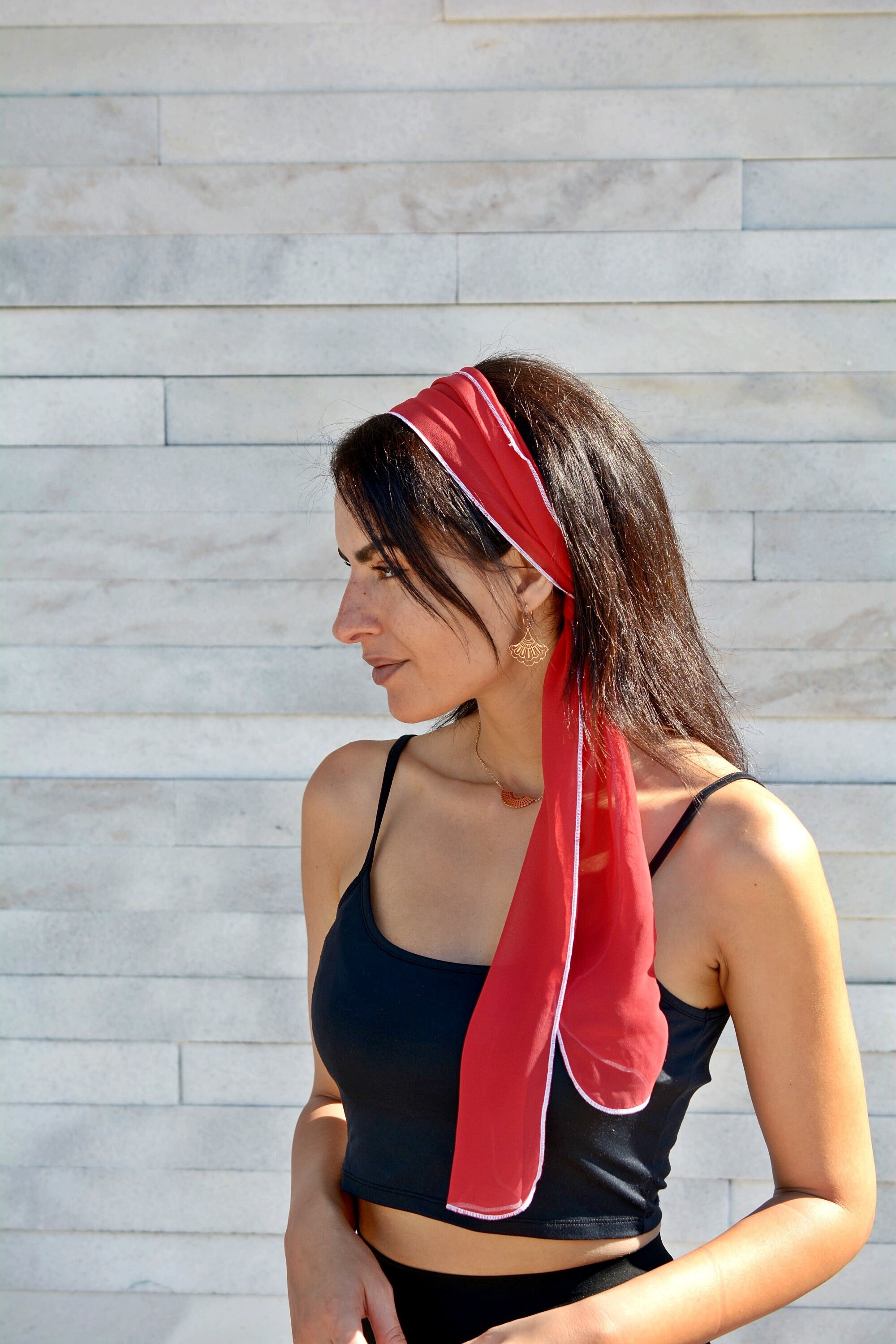 Womens Ivory Head Scarf Chiffon Modern Boho Hair Wrap Mom Headband Head ...