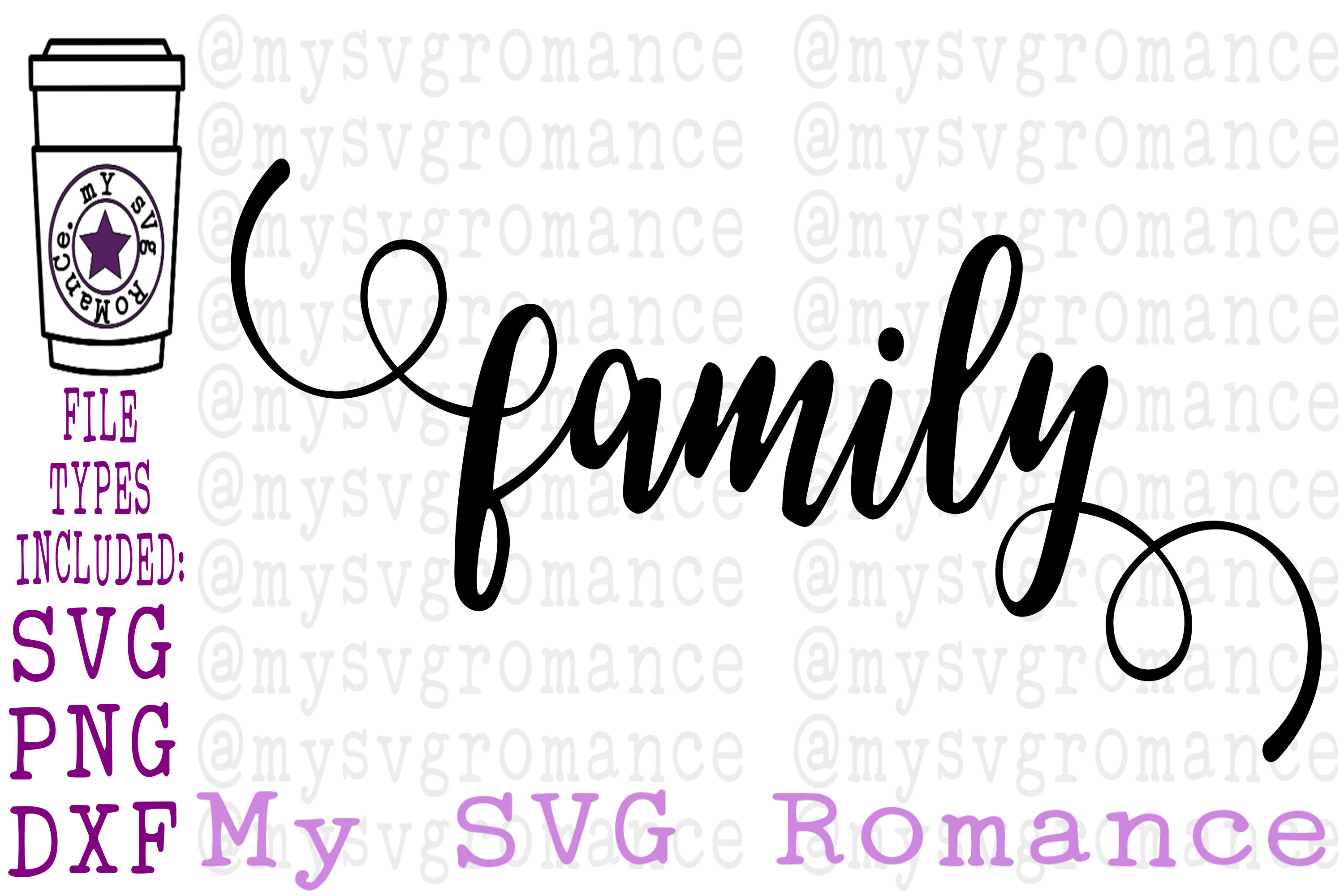 Family SVG With Swirls, Swashes - Wood Sign Design, Pillow Design ...