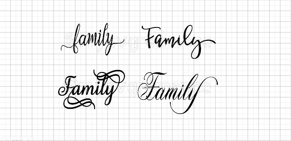 Family Svg's - Set of 4 - the Word Family in 4 Different Fonts - Family ...