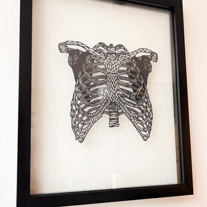 Framed Anatomy Human Ribcage Thorax Papercutting Artwork, Doctor ...