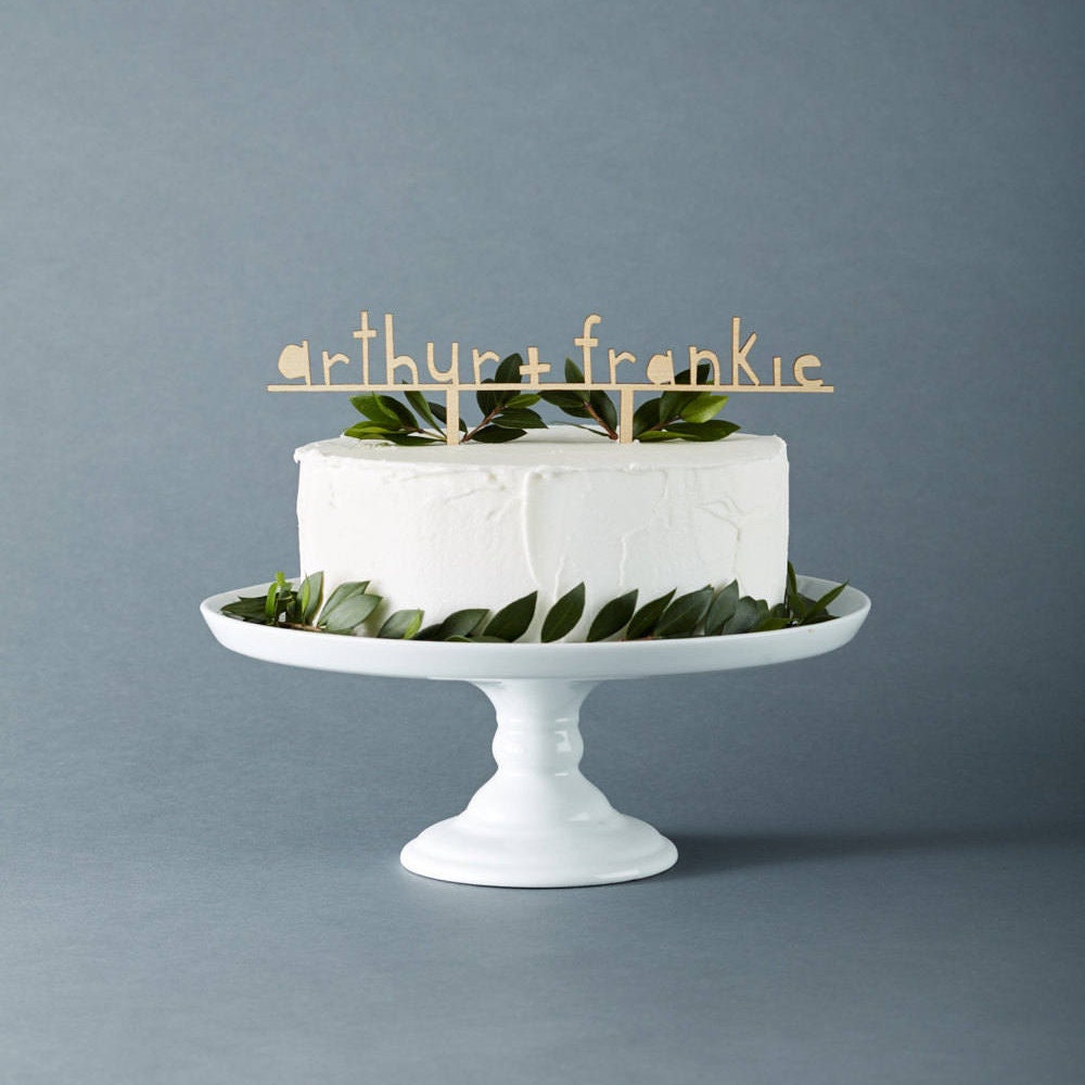 Custom Cake Topper Simple Wooden Personalized Wedding Cake | Etsy