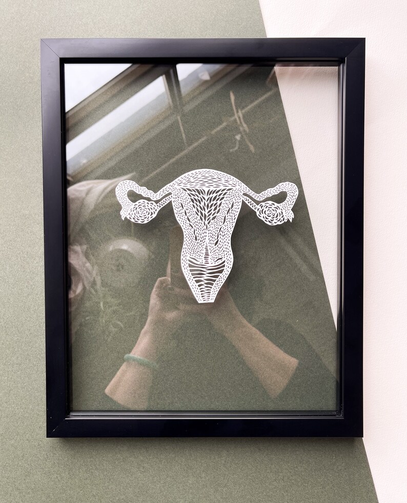 Framed Anatomy Human Uterus Ovaries Papercutting Artwork, Doctor ...