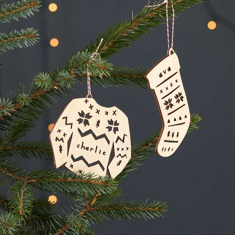 Custom Stocking Ornament Lasercut Birch - Etsy