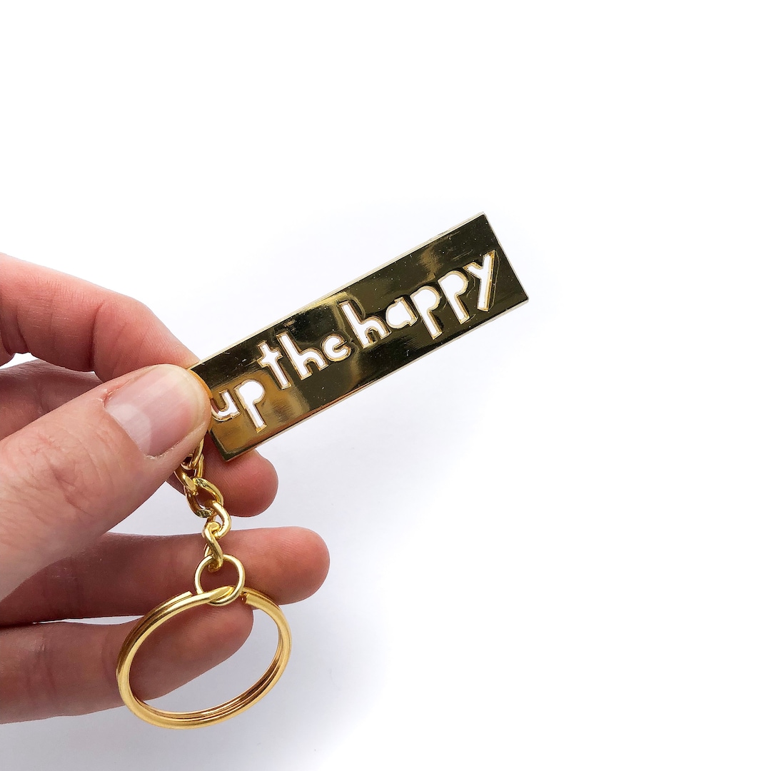 Up the Happy Gold Enamel Keychain - Etsy