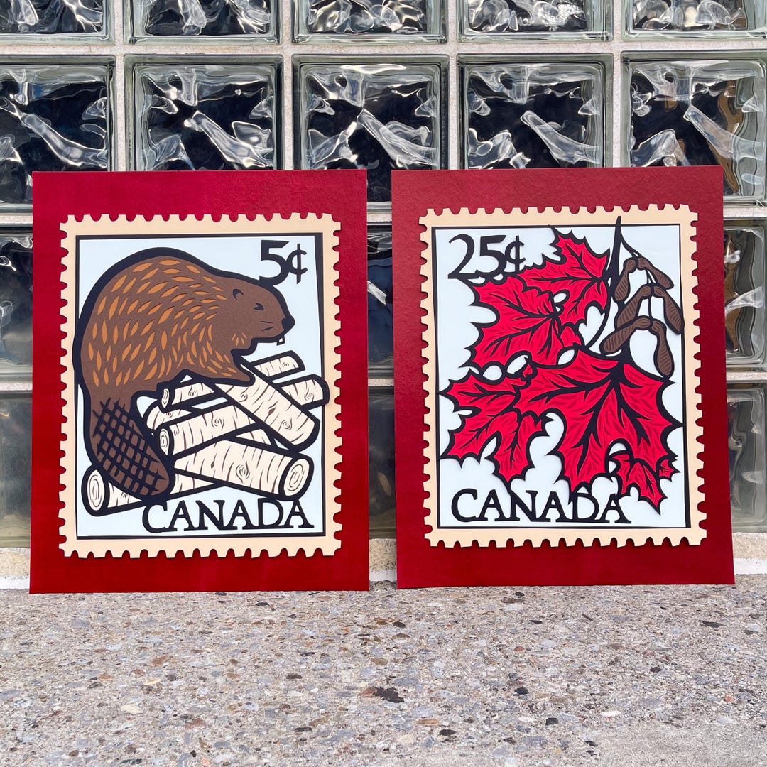 Canada Beaver Stamp Papercutting Artwork, Canadian Art, Canadian Pride ...