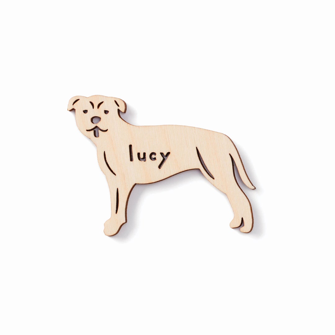 Custom Dog Magnet - Pit Bull Mix - Wooden Lasercut Personalized Pet ...