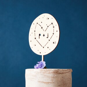 Cake Topper Custom Wedding - Constellation Heart Wooden Wedding Cake ...