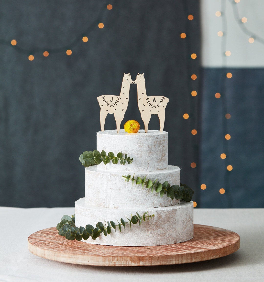 Llama Customizable Wooden Cake Topper - Lasercut Birch Wedding Cake ...
