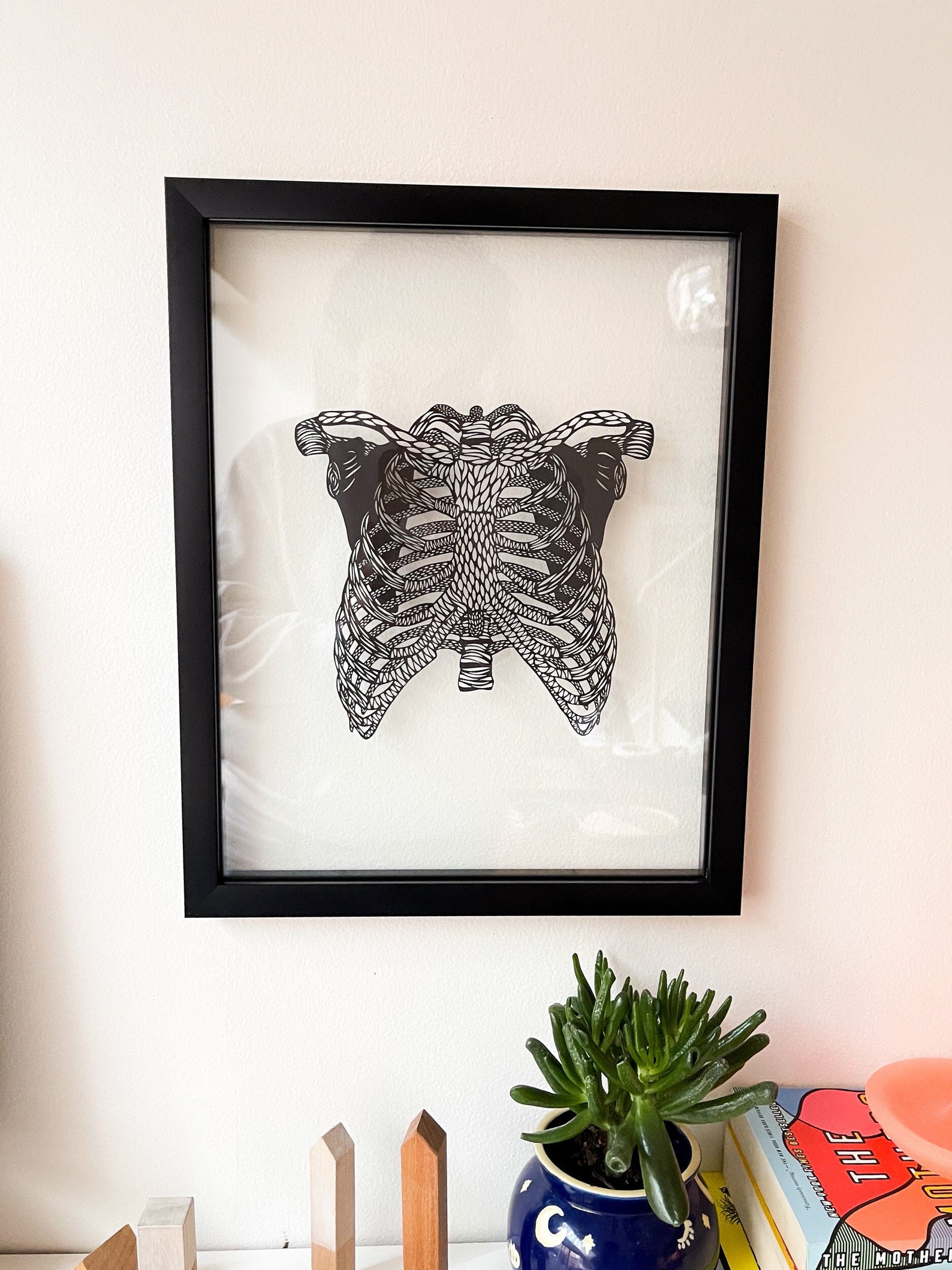 Framed Anatomy Human Ribcage Thorax Papercutting Artwork, Doctor ...