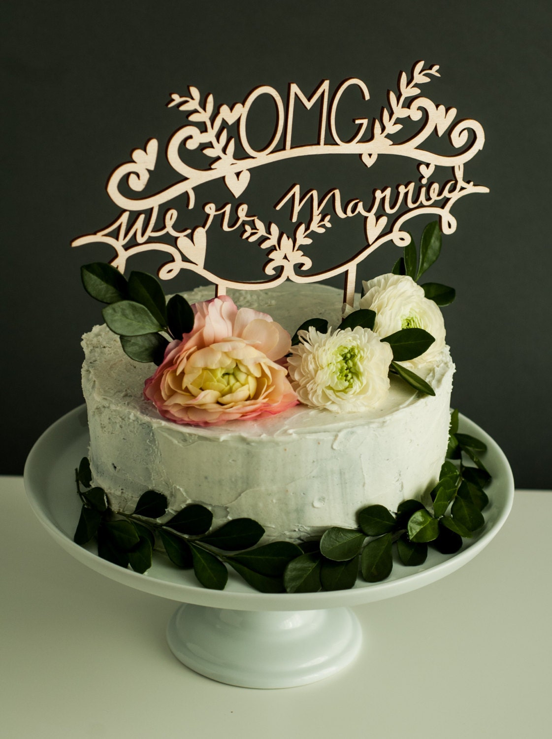 Cake Topper Wedding OMG We're Married Wedding Decor - Etsy