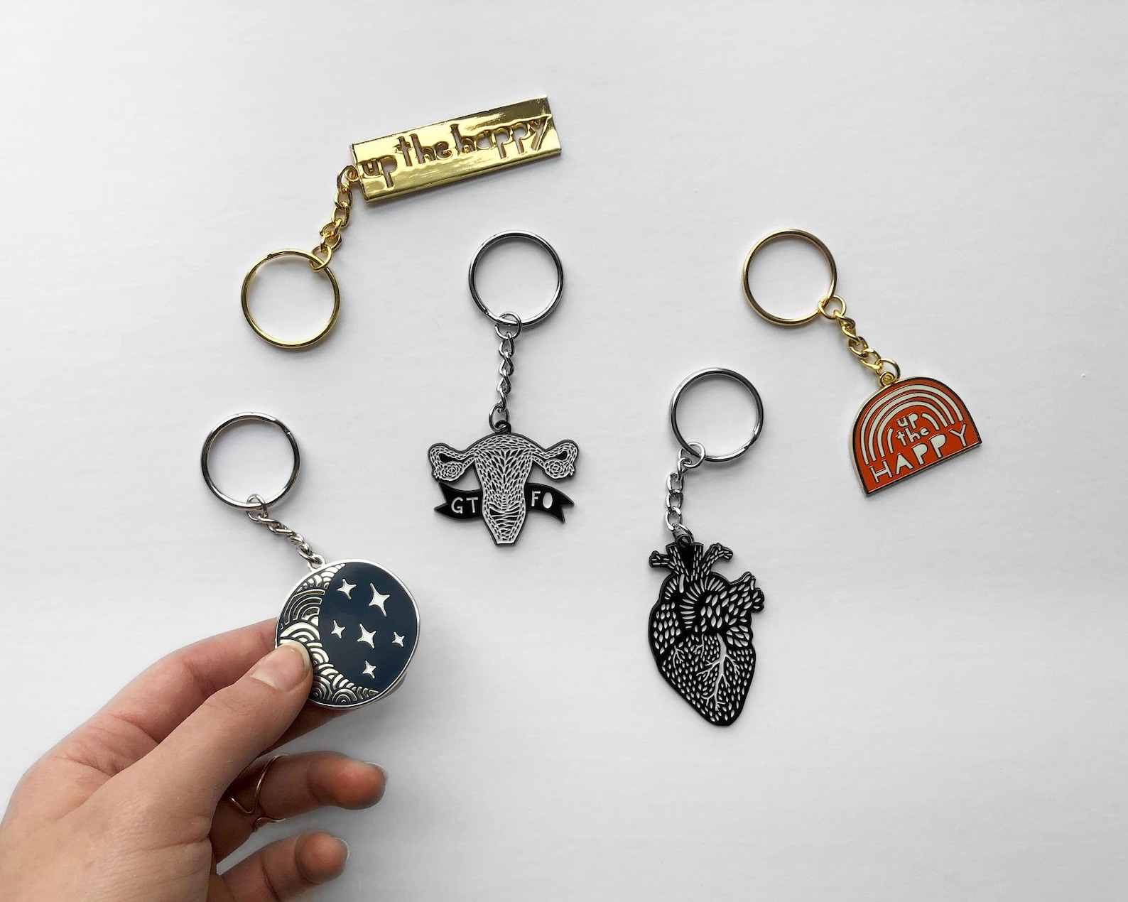 Up the Happy Gold Enamel Keychain | Etsy