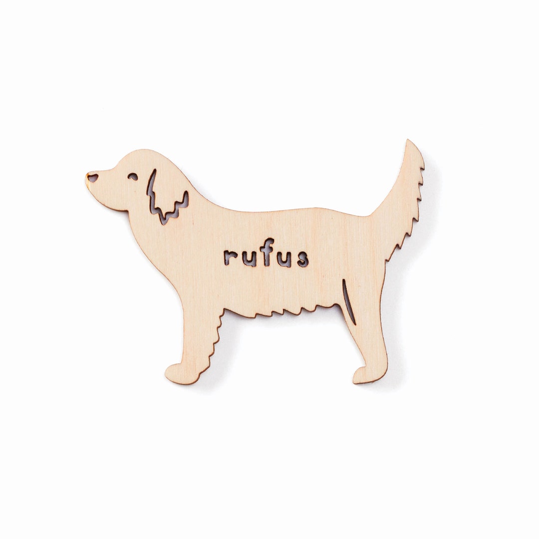 Custom Dog Magnet - Golden Retriever - Wooden Lasercut Personalized Pet ...