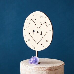 Cake Topper Custom Wedding - Constellation Heart Wooden Wedding Cake ...