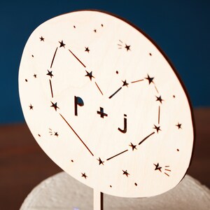 Cake Topper Custom Wedding - Constellation Heart Wooden Wedding Cake ...