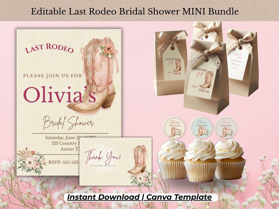 Last Rodeo Bridal Shower Mini Bundle | Cowgirl Canva Template (digital ...