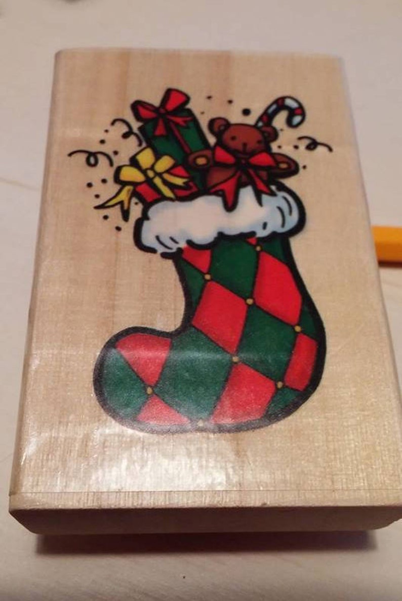 Retired Rubbe Stamp Art Stocking With Gifts - Etsy