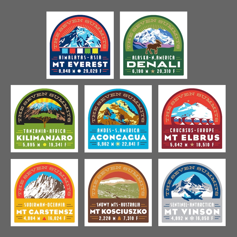 The Seven Summits Print Collection - Etsy