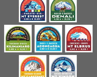 The Seven Summits Poster, Seven Summits Print, 7 Summits, Seven Summits ...