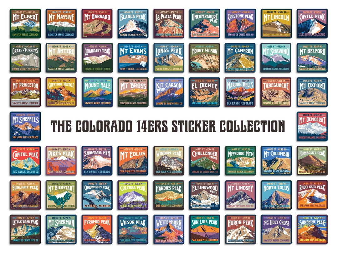 The Colorado 14ers Sticker Collection - Etsy
