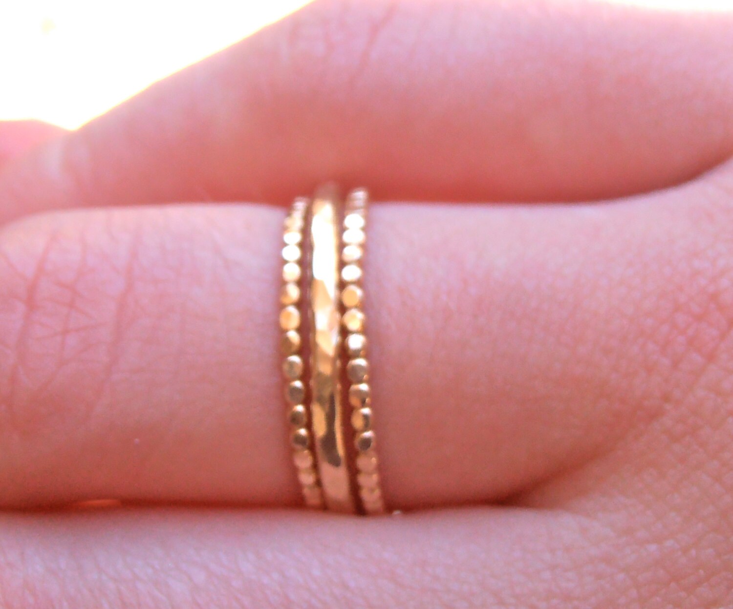 Bold Statement 3 Stackable 14k GF Rings Hammered Soldered - Etsy