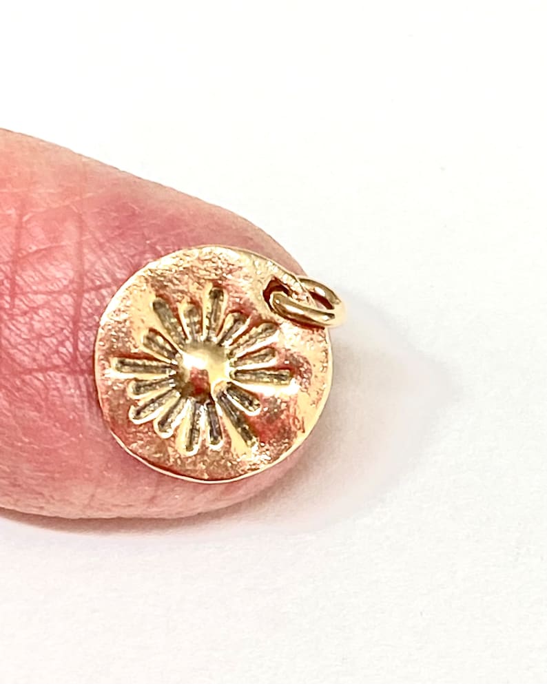 14K Gold Sunshine Charm Add on Organic Round 11mm Yellow Sun - Etsy