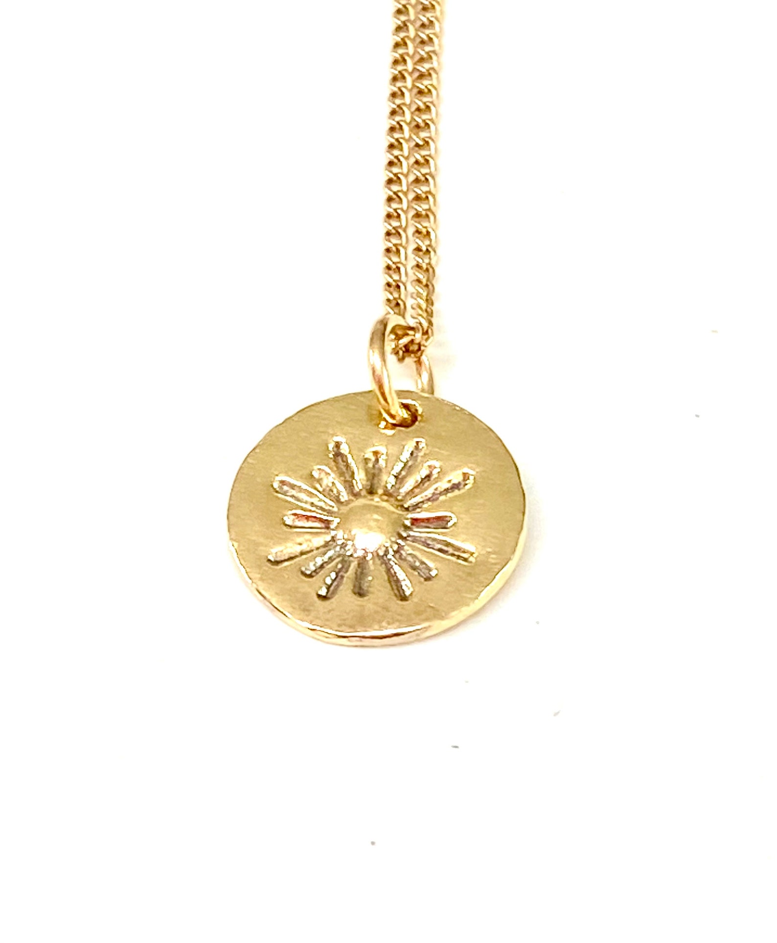 14K Gold Sunshine Charm Add on Organic Round 11mm Yellow Sun - Etsy