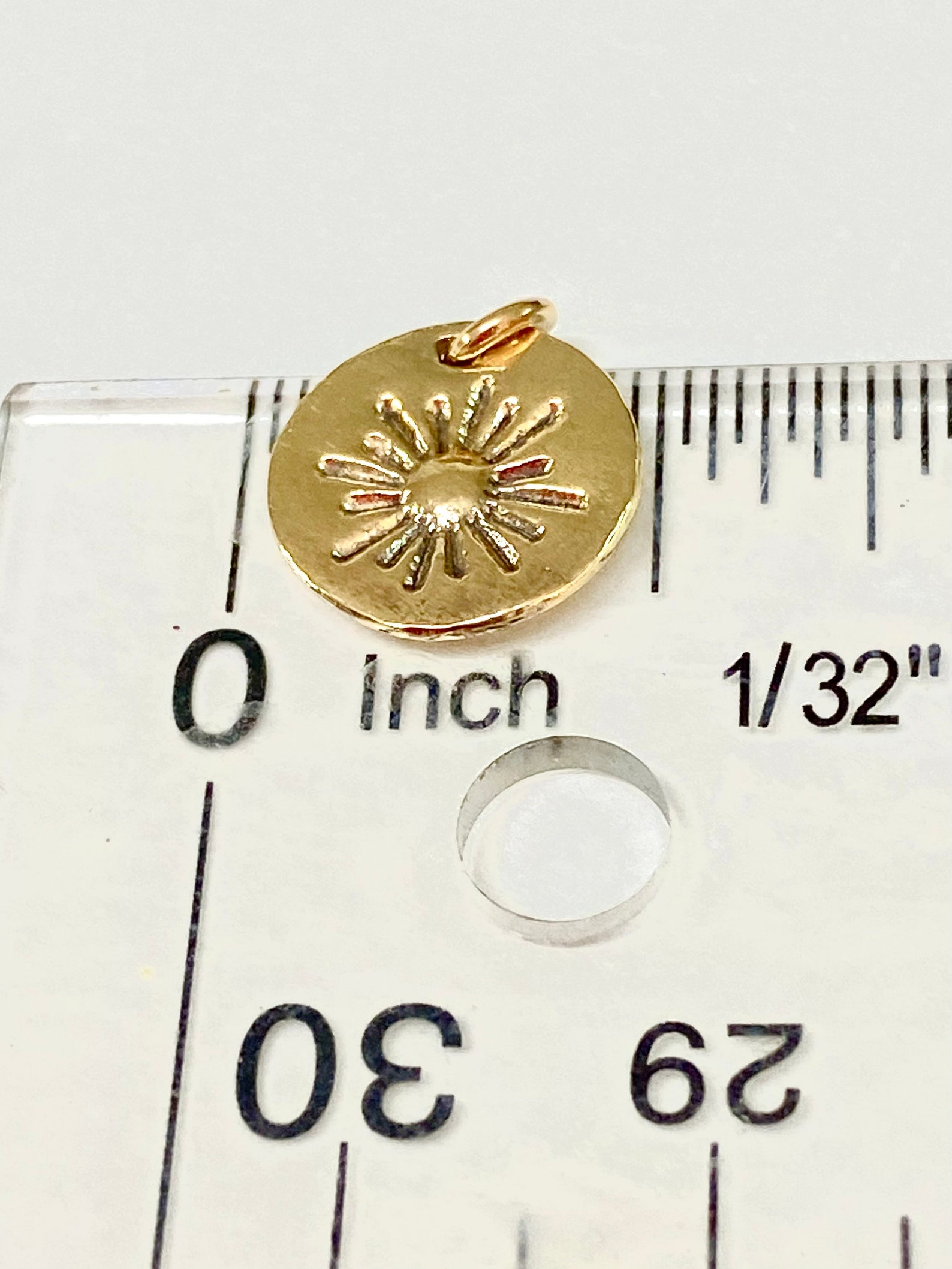 14K Gold Sunshine Charm Add on Organic Round 11mm Yellow Sun - Etsy