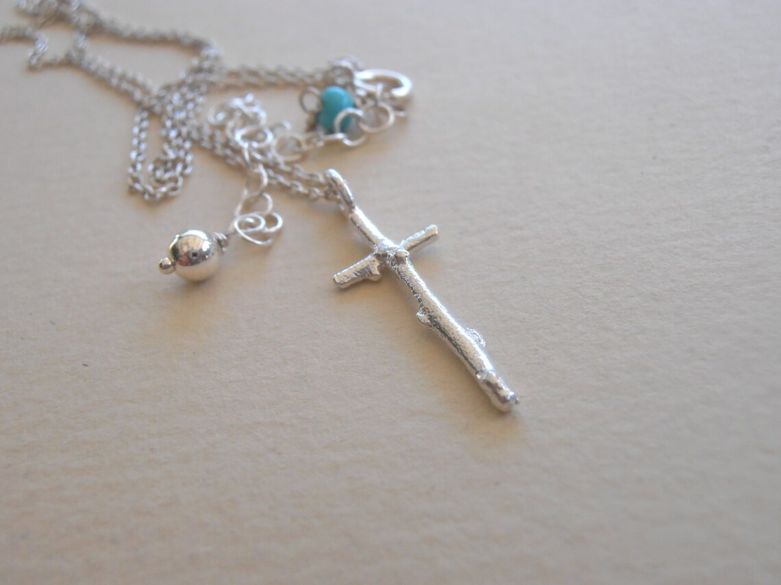 Twig Cross Necklace Galilee Twig Cross Necklace Sterling - Etsy