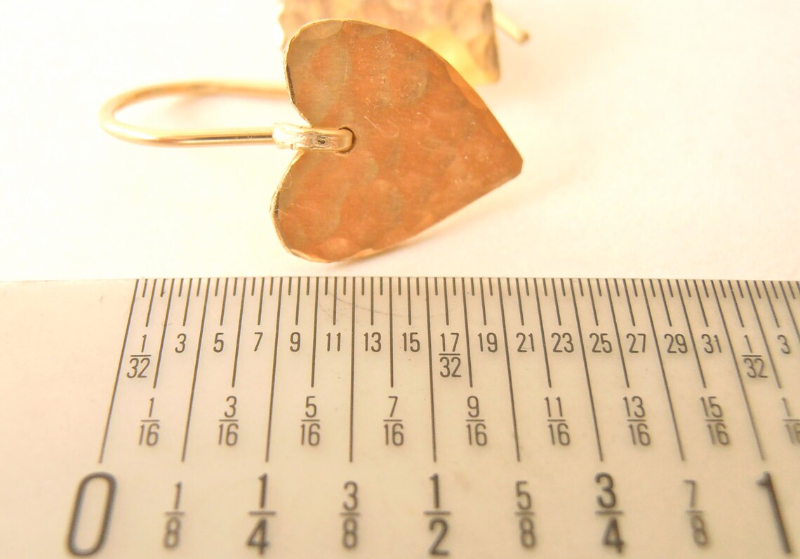 Shiny Gold Heart Shaped Hammered Dangle Earrings 14K GF - Etsy