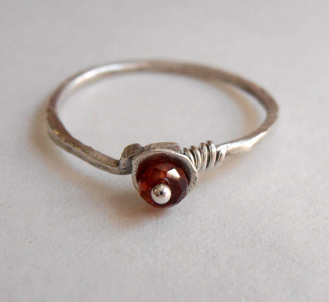 Tiny Pinky Ring Twig and Red Tourmaline SS /made to Order - Etsy