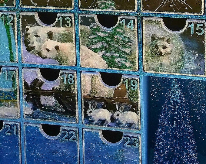 Blue Glittery Santa Advent Calendar - Decoupage - A Gift That Keeps on ...