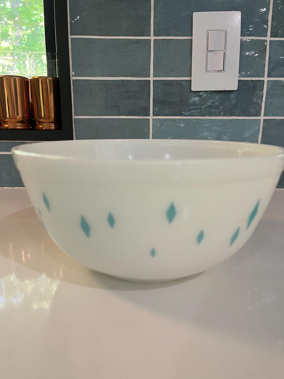 Rare Unmarked Pyrex Dainty Maid Teal Diamonds Bowl 1959 - Etsy