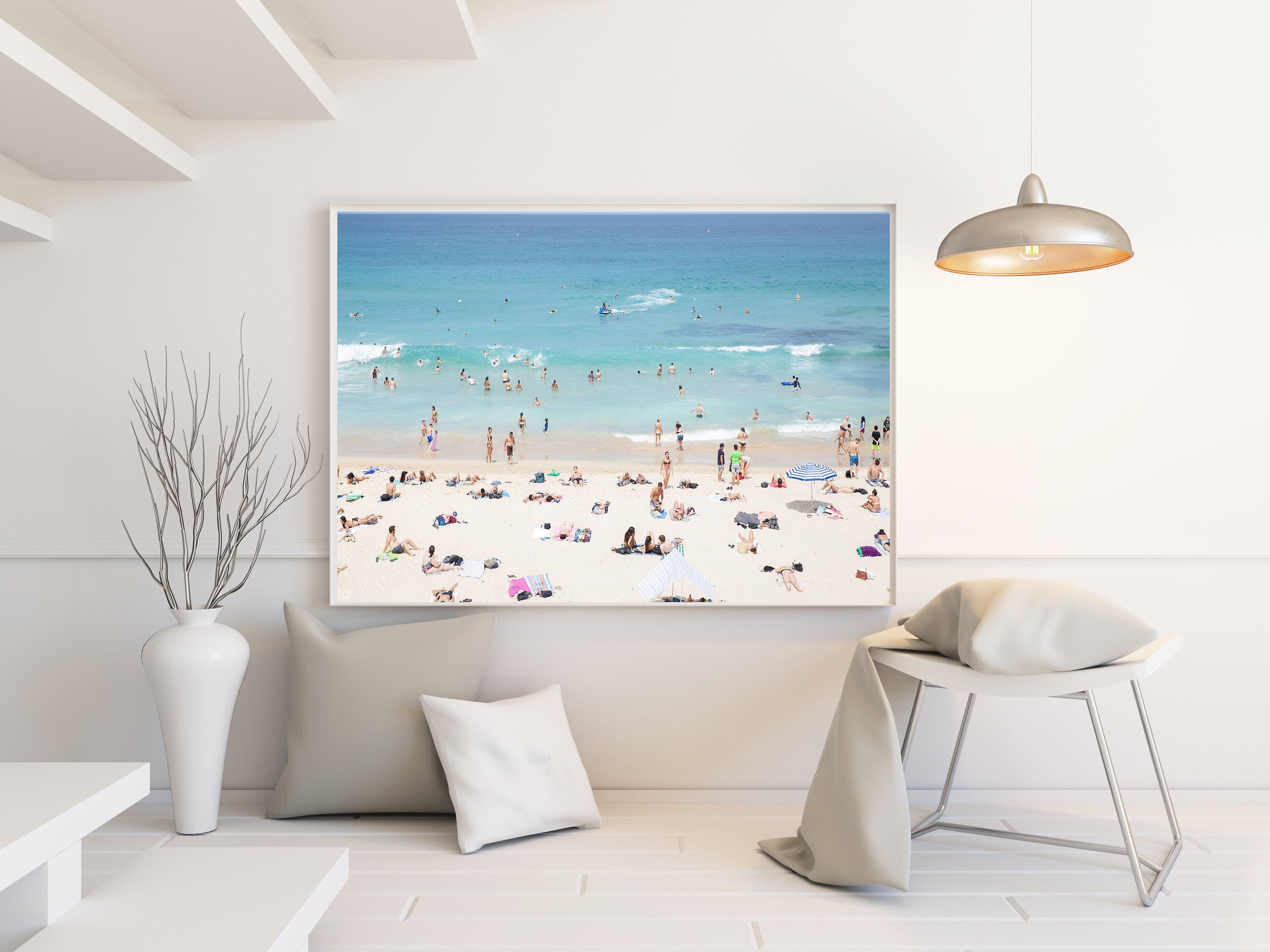 Bondi Beach Photo,blue Beach Print, Bright Beach Photo, Beach People ...