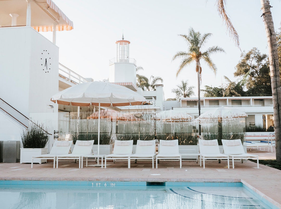 Coral Casino Pool Print: Vintage Santa Barbara Coastal Art, Coastal 50s ...