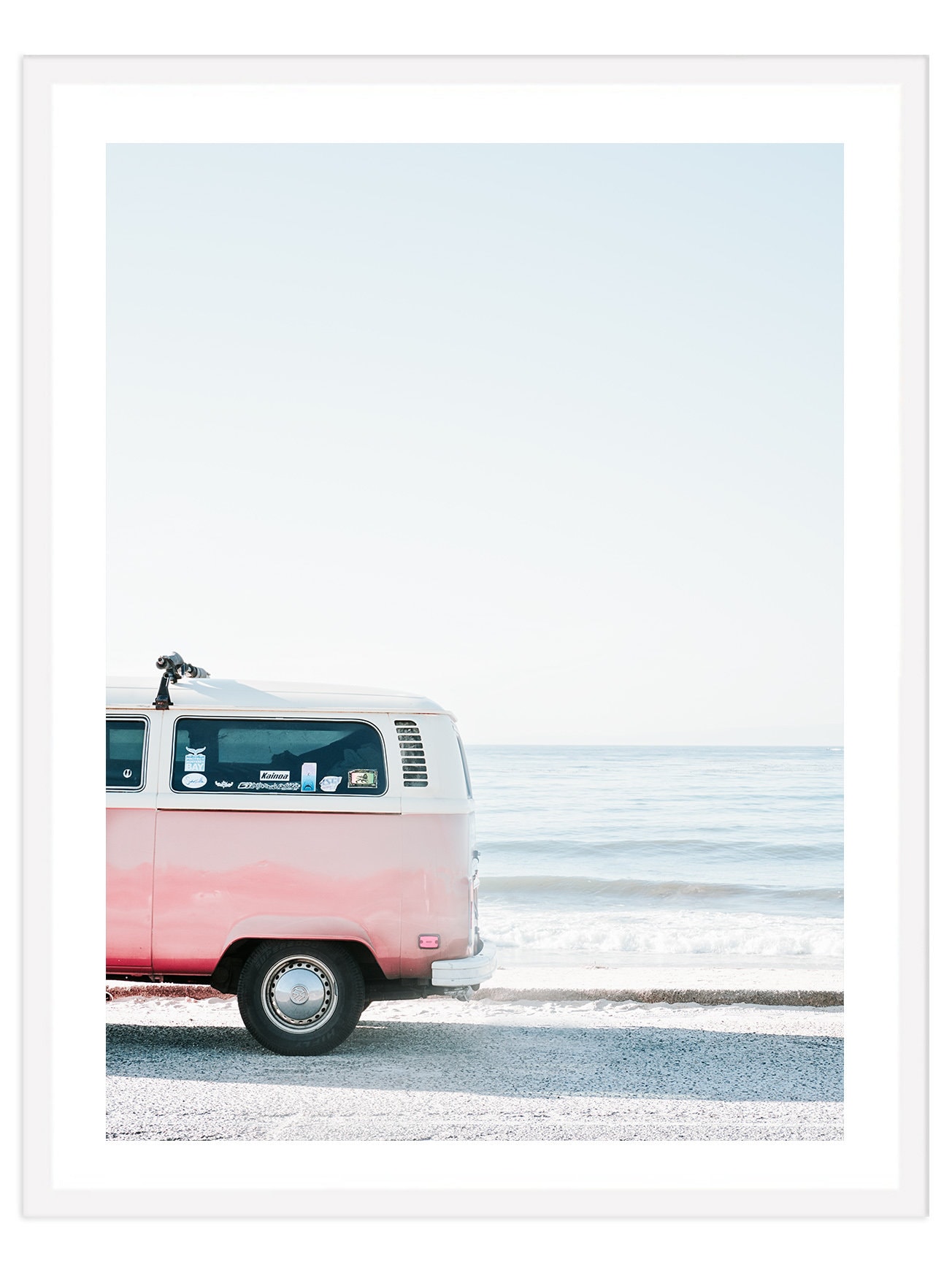Beach Kombi Print, Surfer Wall Art, Boho Beach Wall Art, Pink VW Combi ...