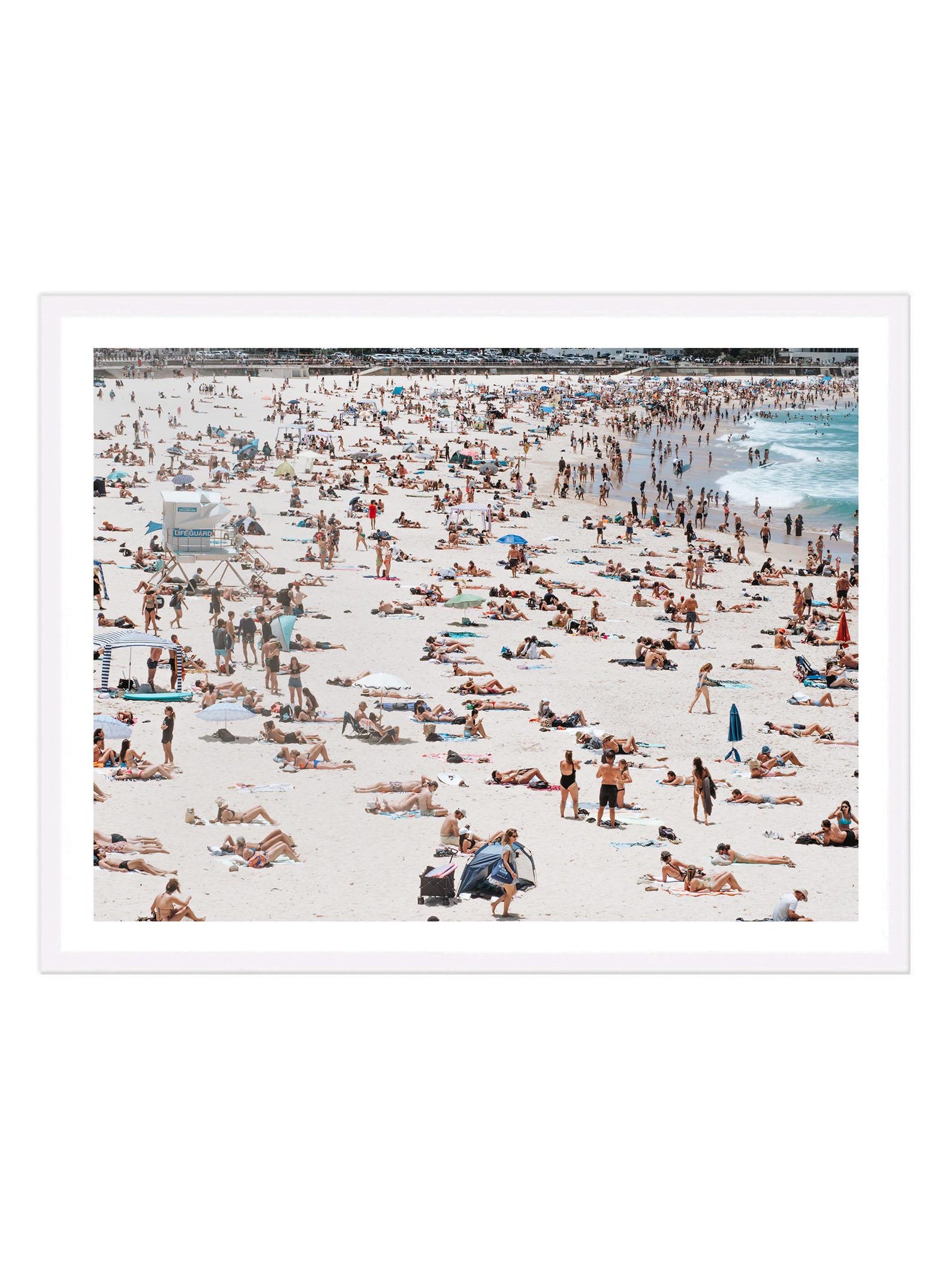 Bondi Beach Sunbathers, Bondi Print, Busy Beach Print, Lifeguard Tower ...