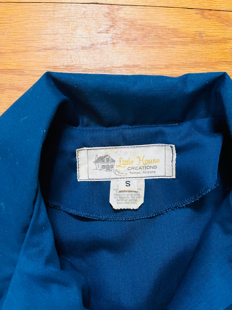 Vintage Blouse, 60s 70s Western Shirt, Small Blue Prairie Style Top - Etsy