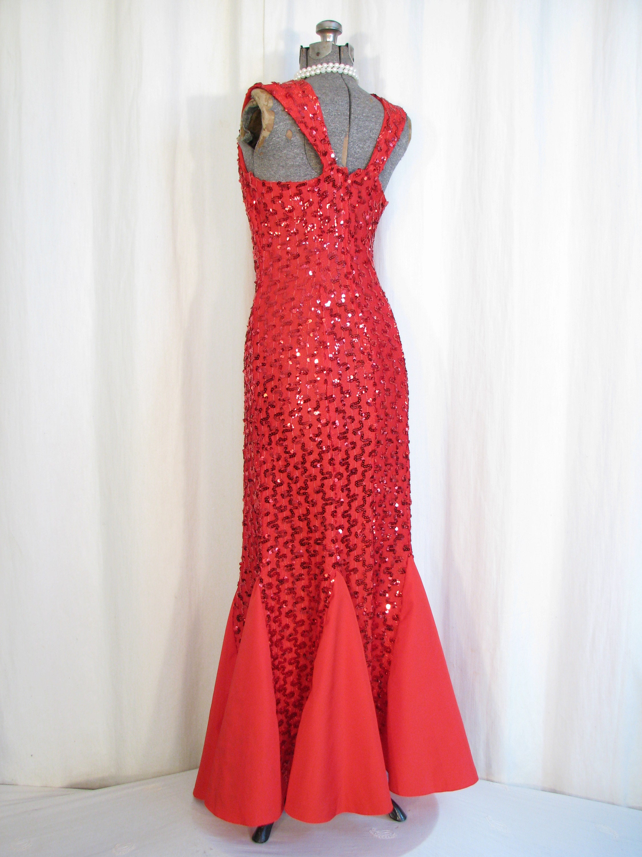 Vintage 1980s Dress Red Pin up Bombshell Dress | Etsy