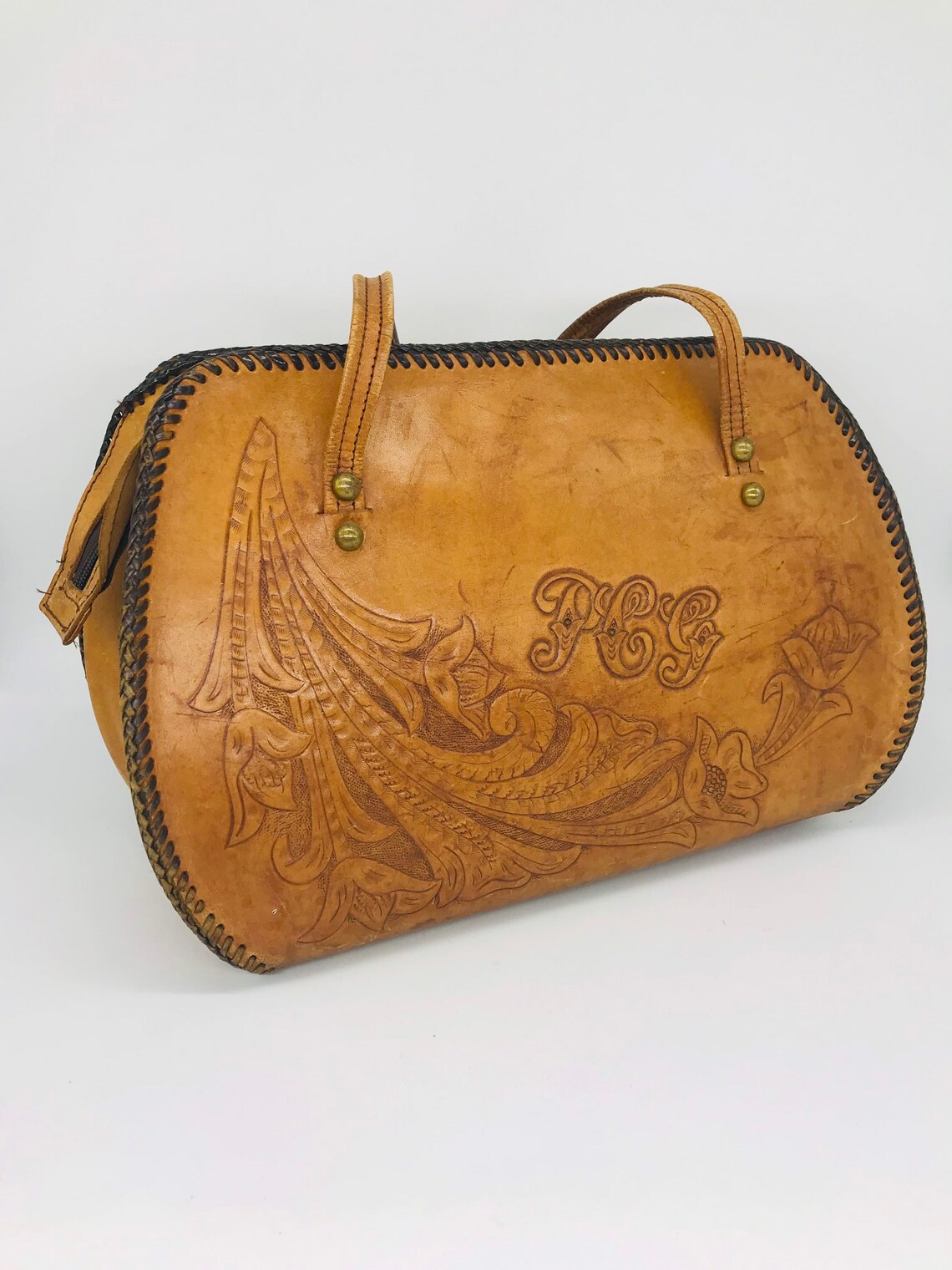 Tooled Leather Purse 1950s Handbag Western 50s Bag in Blonde - Etsy