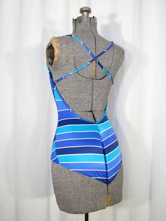 1970s Swimsuit, Vintage High Cut Bathing Suit, 70s On… - Gem