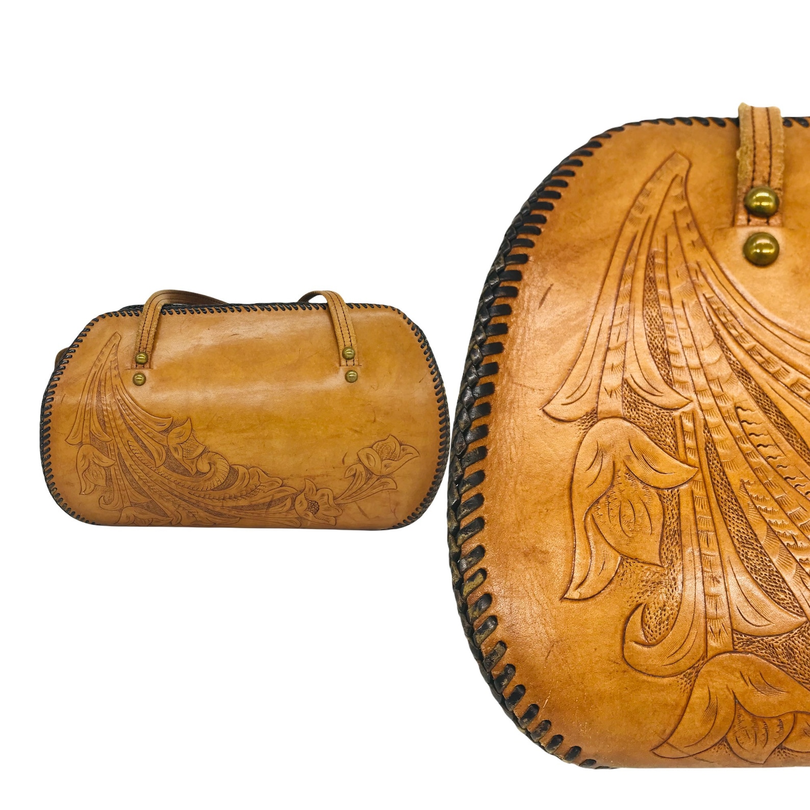 Tooled Leather Purse 1950s Handbag Western 50s Bag in Blonde - Etsy