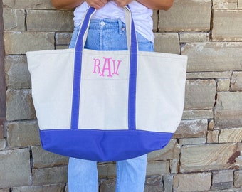 Personalized Beach Tote, Large Canvas Vacation Beach Bag, Canvas Boat ...