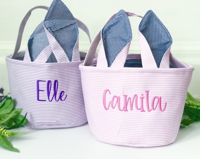 Embroidered Easter Basket, Custom Monogram Personalized Easter Basket ...